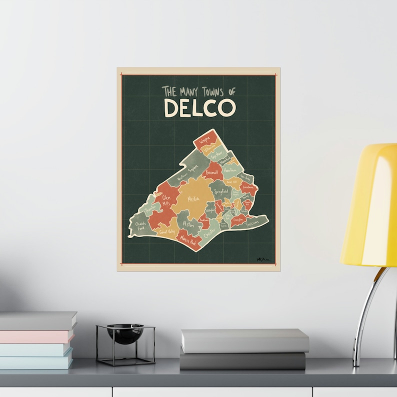 The Many Towns of Delco Map 16" X 20" (green) - Etsy