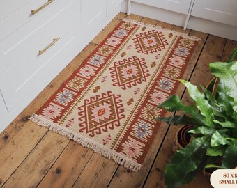 Rust Earth Cream Turkish Kilim Area Rug / Turkish Rug / Ikat | Etsy UK