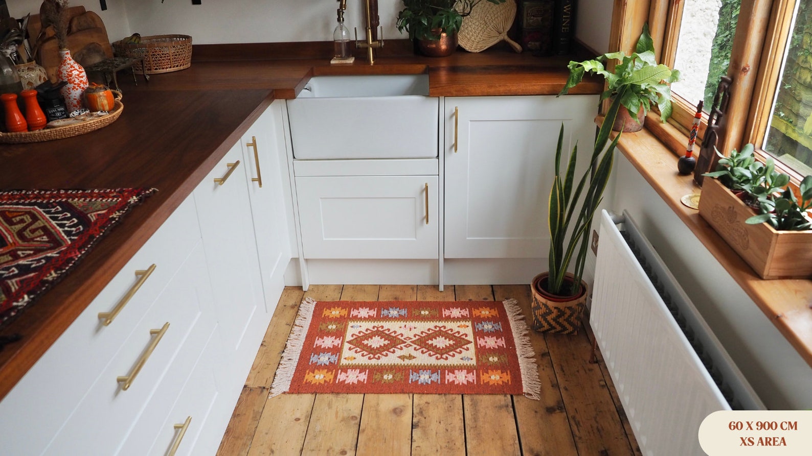 Rust Earth Cream Turkish Kilim Area Rug / Turkish Rug / Ikat Rug ...