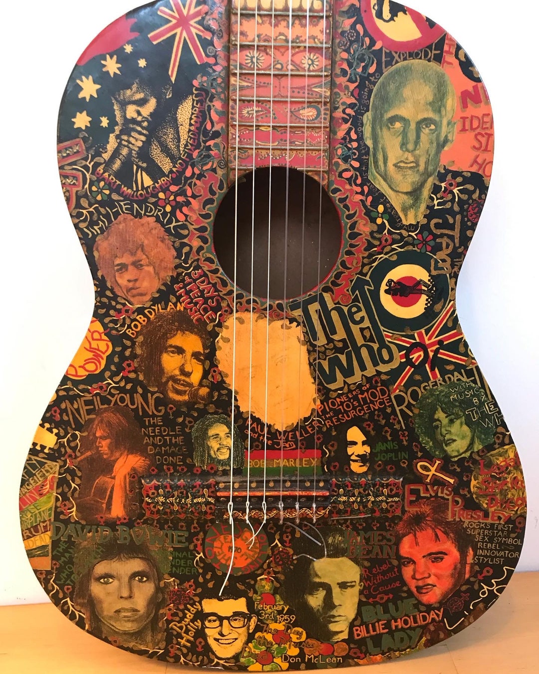 Collectable Unique Work of Art Playable Painted Vintage Guitar - Etsy