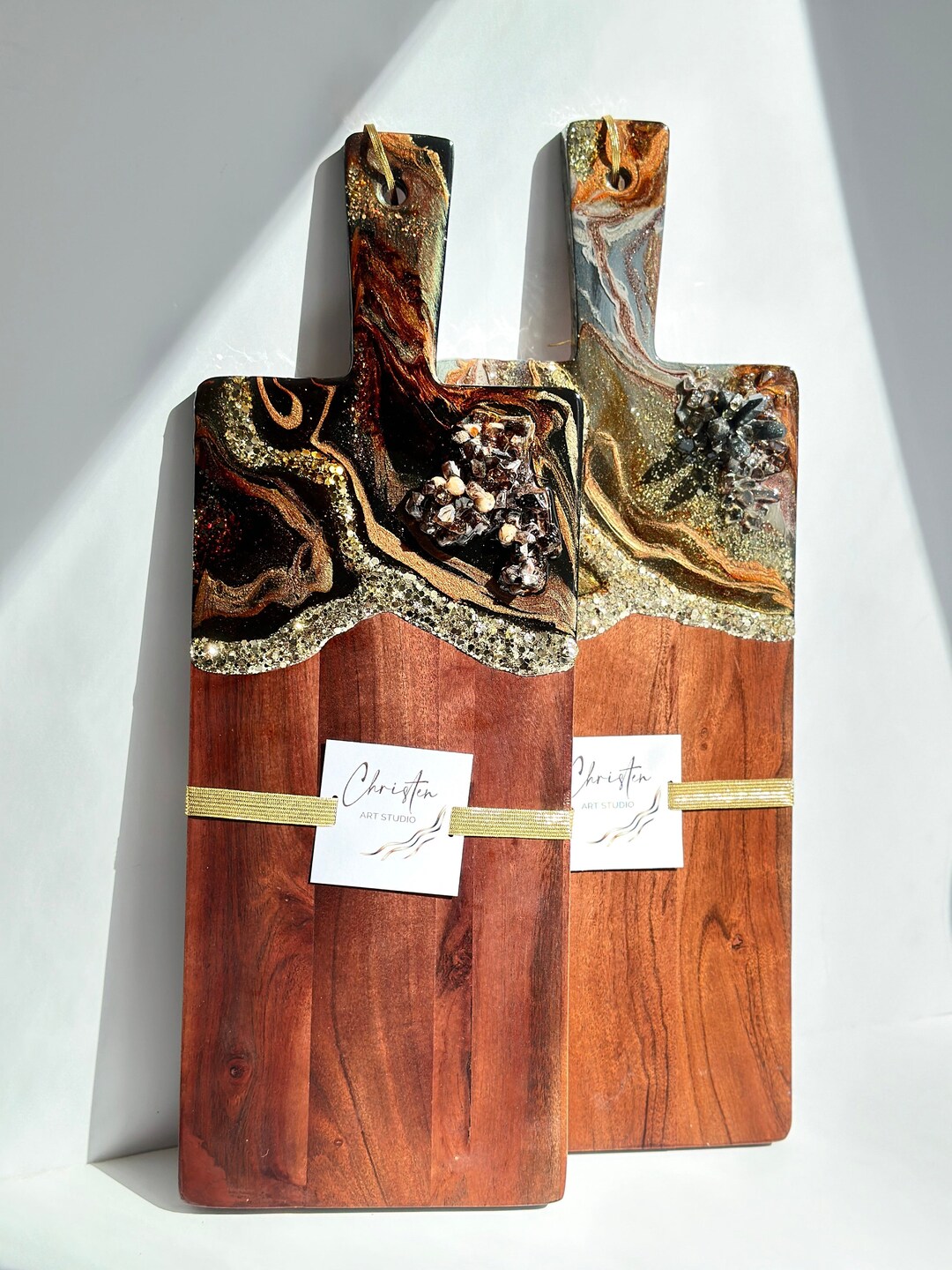 Black , Bronze Geode Design Cheeseboard - Etsy