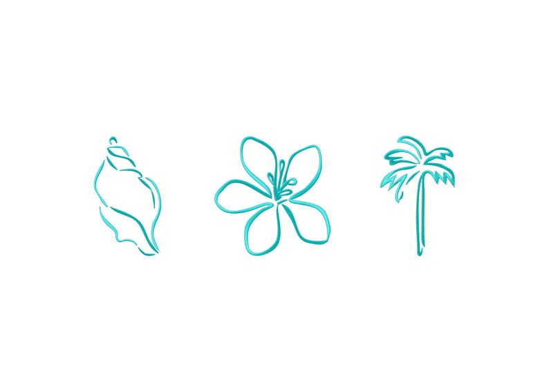 Seashell Hibiscus Flower Palm Tree Coastal Beach Summer Floral ...