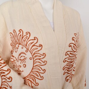 Custom Morning Gown, Personalized Muslin Kimono, Sun Patterned Beach ...