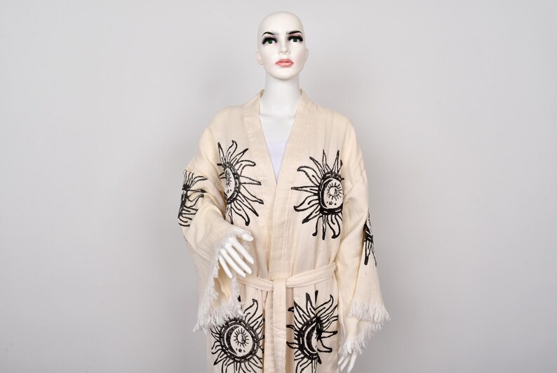 Muslin Beach Dress, Personalized Kimono, Sun Patterned Bathrobe ...