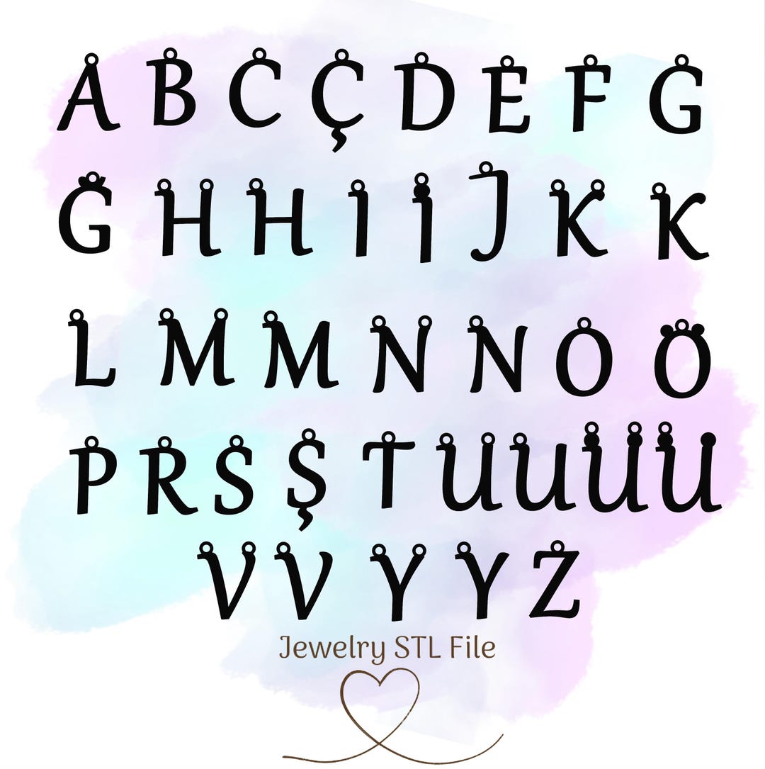 37 Alphabet STL Jewelry, Earring STL, Necklace STL, 3D Print File ...