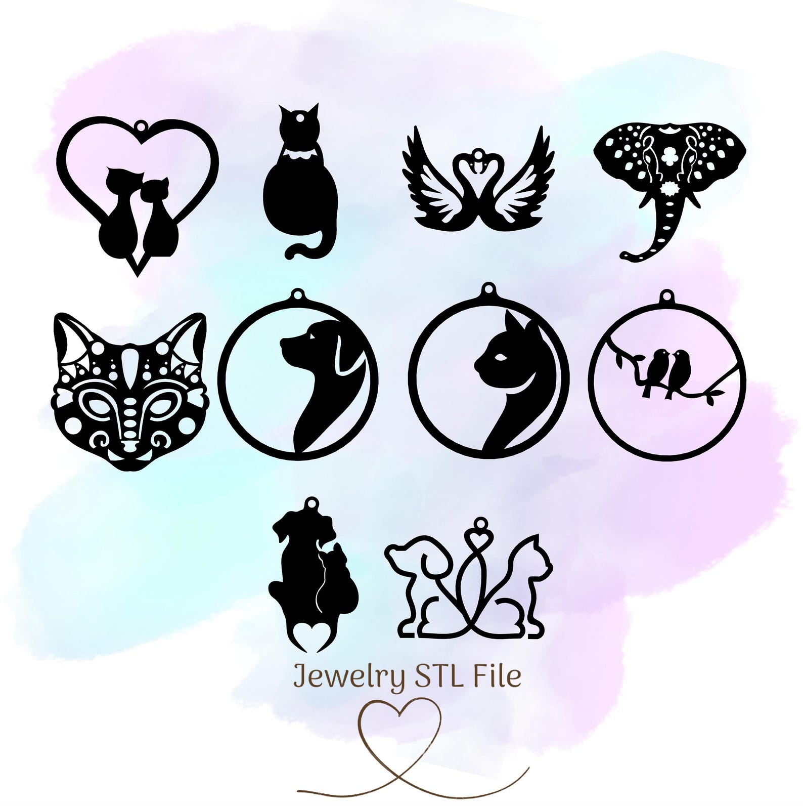 10 STL Jewelry, Earring STL, Necklace STL, 3D Print File, Digital ...