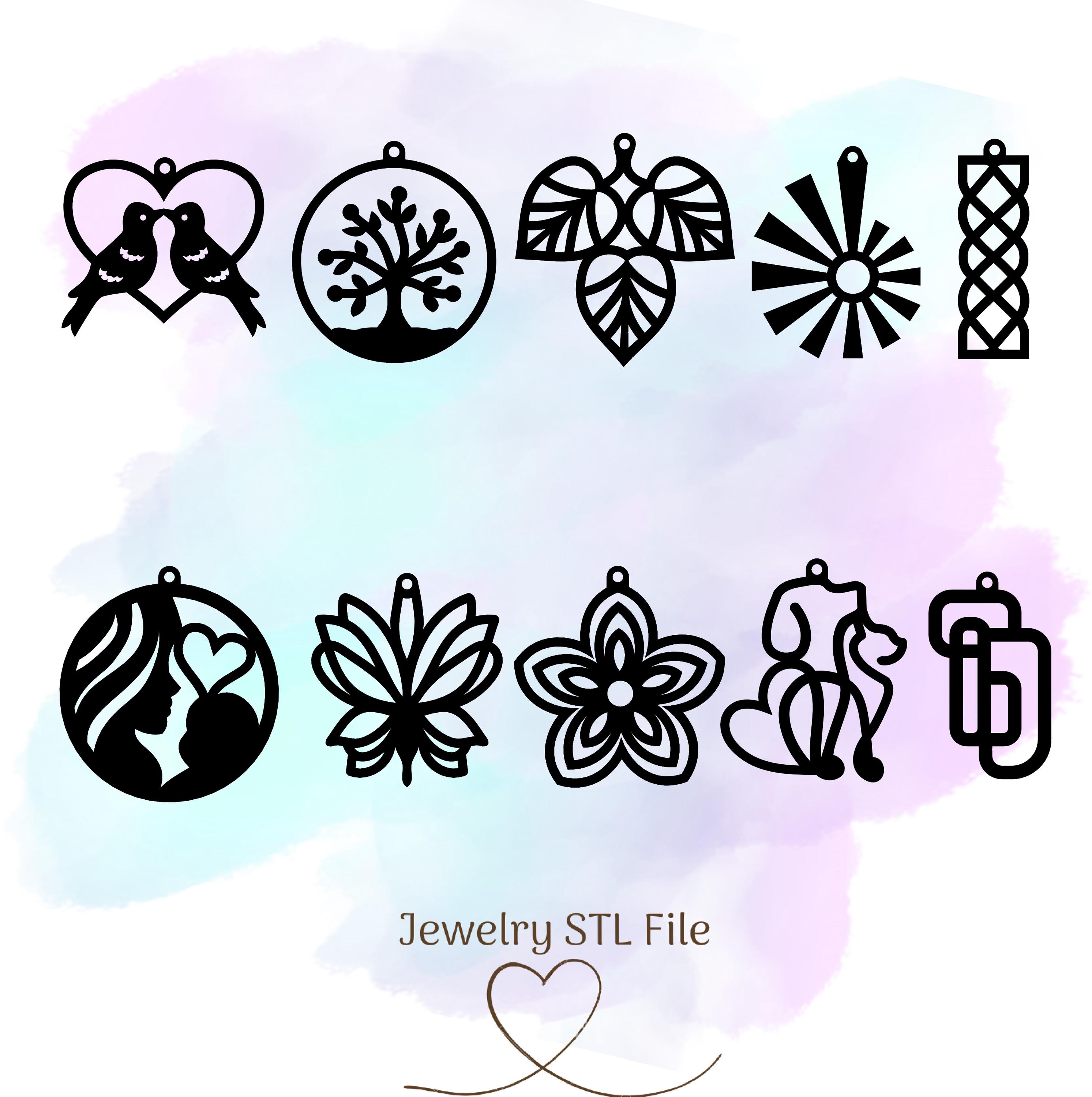 50 Mega Pack STL Jewelry, Earring STL, Necklace STL, 3D Print File ...