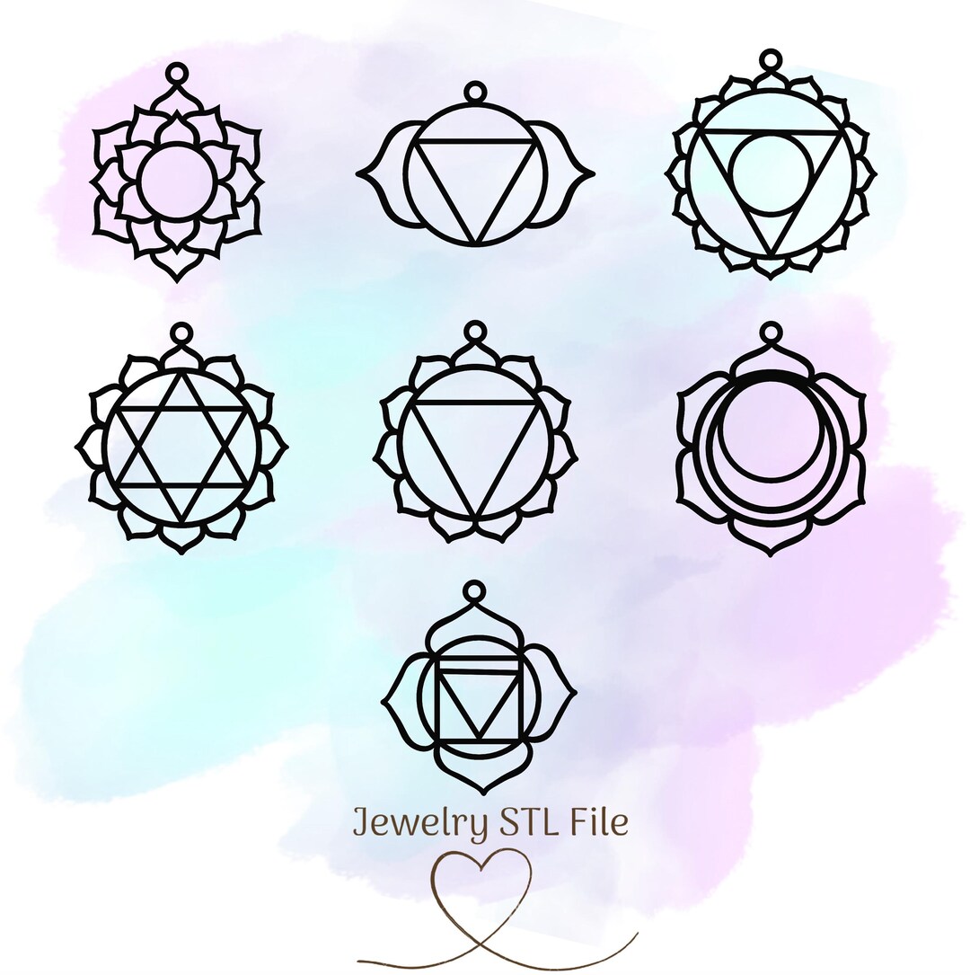 7 Chakras STL Jewelry, Earring STL, Necklace STL, 3D Print File ...
