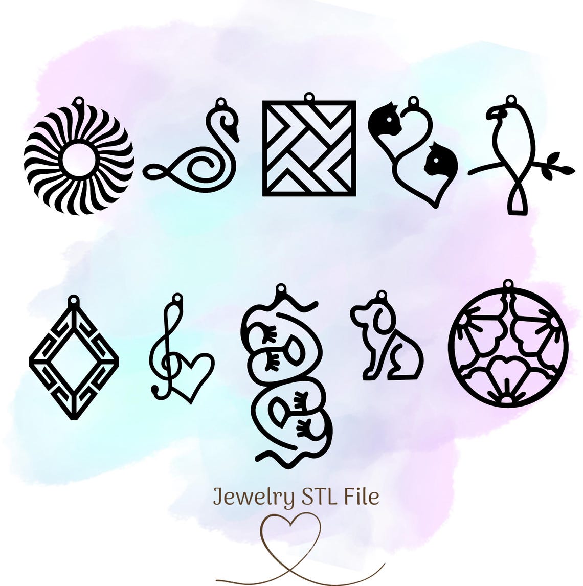 50 Mega Pack STL Jewelry, Earring STL, Necklace STL, 3D Print File ...