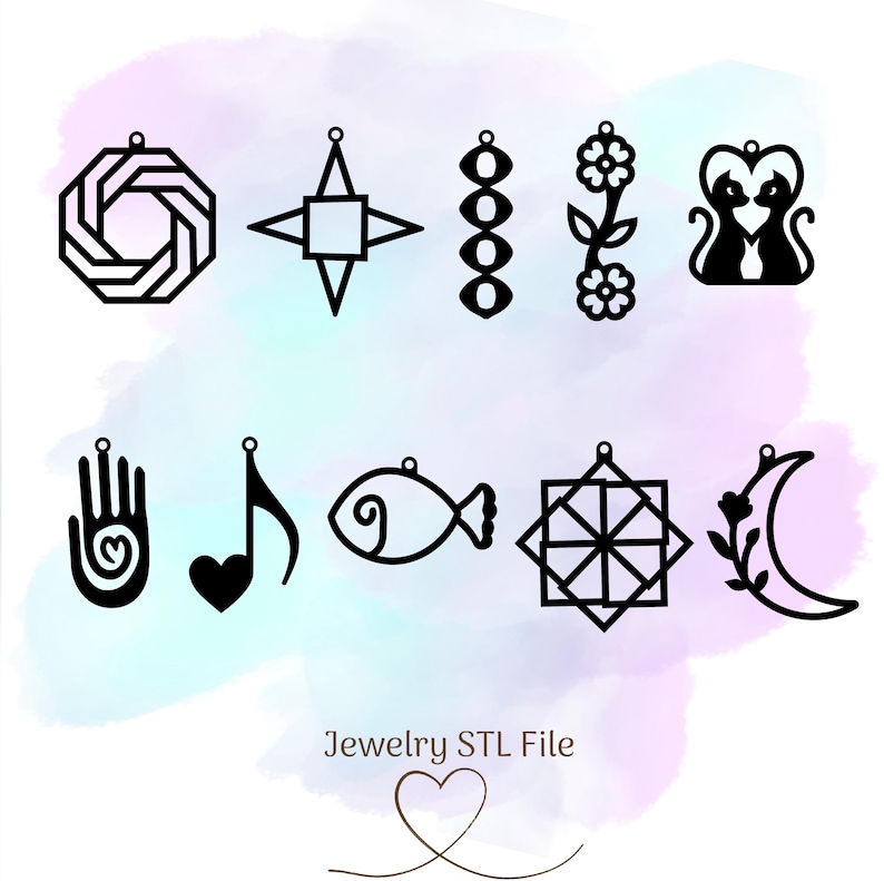 50 Mega Pack STL Jewelry, Earring STL, Necklace STL, 3D Print File ...