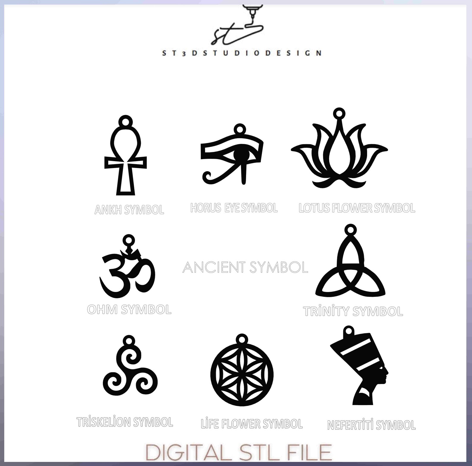 Ancient Symbol Stl Jewelry, Earring STL, Necklace STL, 3D Print File ...
