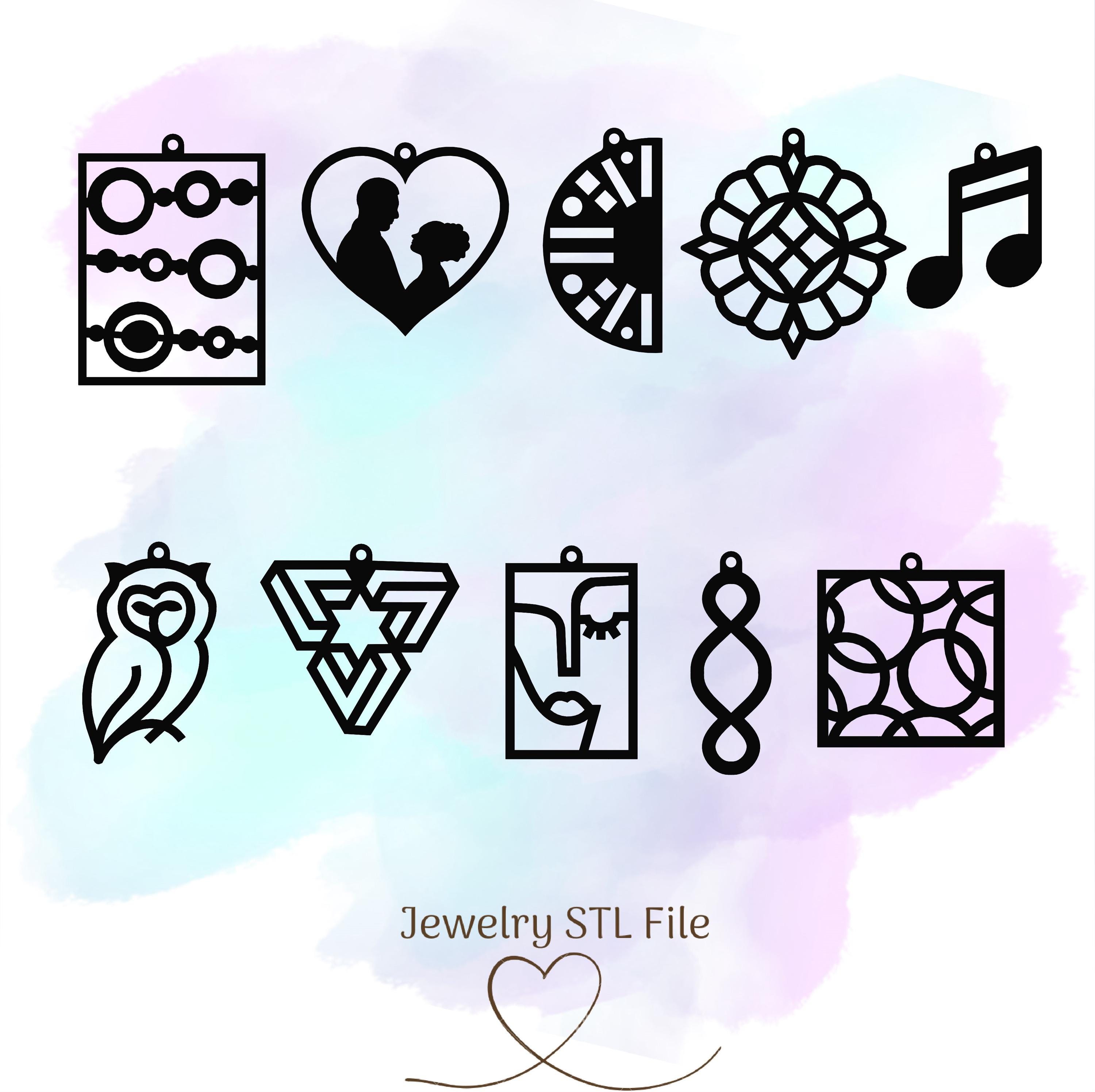 50 Mega Pack STL Jewelry, Earring STL, Necklace STL, 3D Print File ...