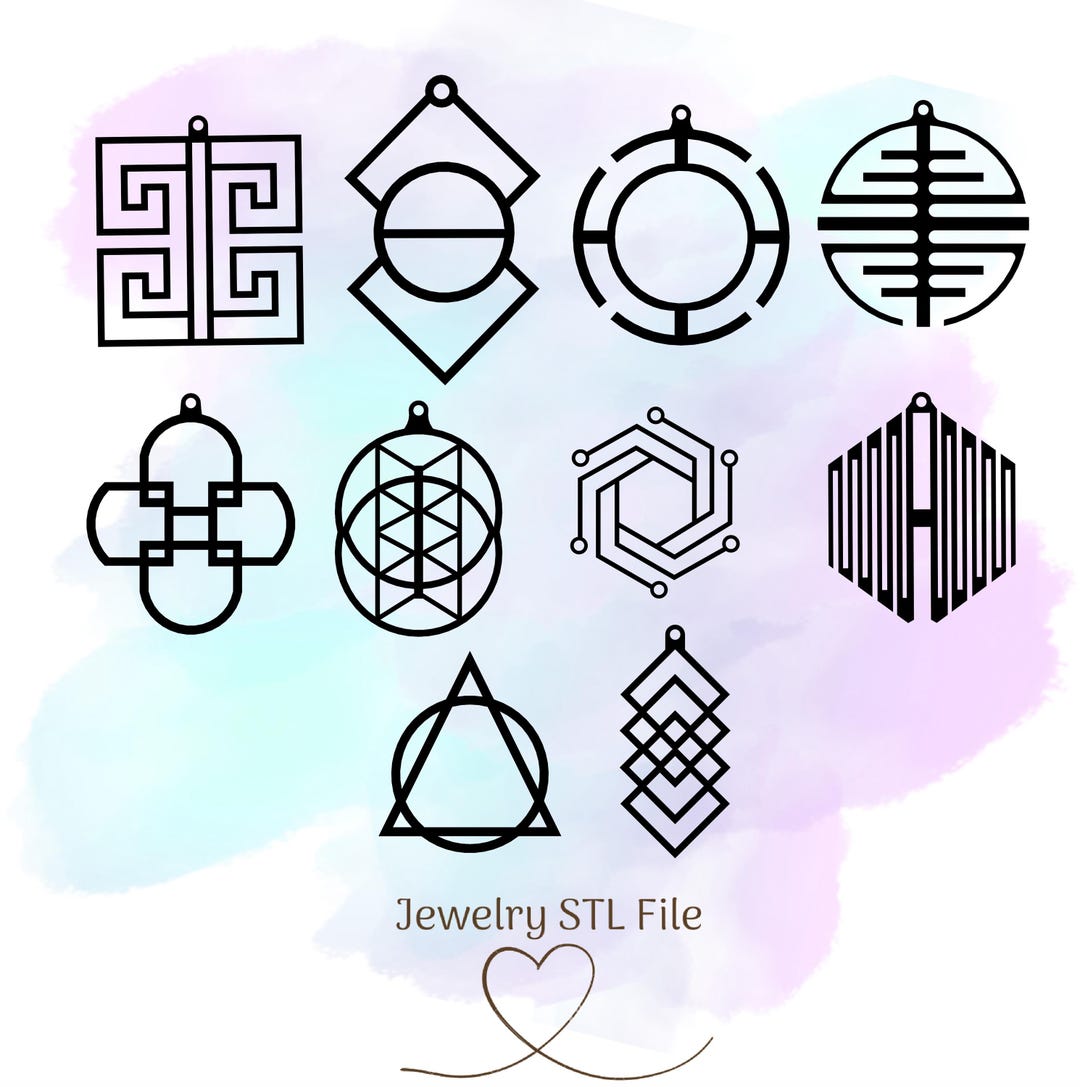 10 STL Jewelry, Earring STL, Necklace STL, 3D Print File, Digital ...
