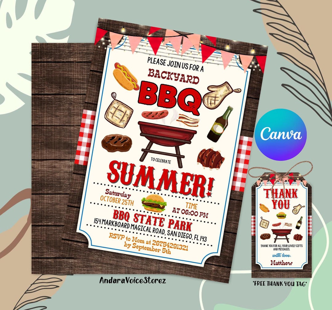 Editable BBQ Invitation, BBQ Birthday, BBQ Party Invitations, Barbeque ...
