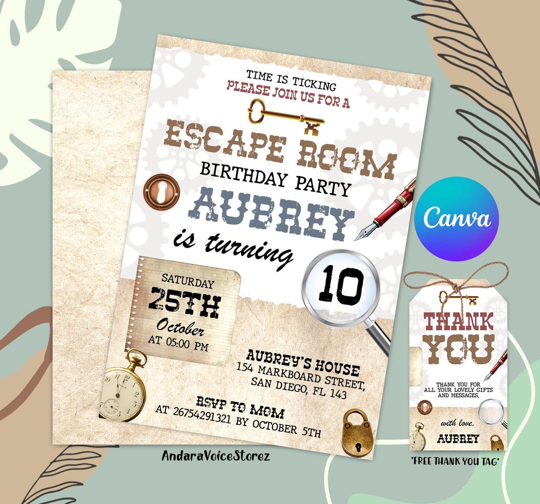 Editable Escape Room Birthday Invitation, Escape Room Party Invite ...