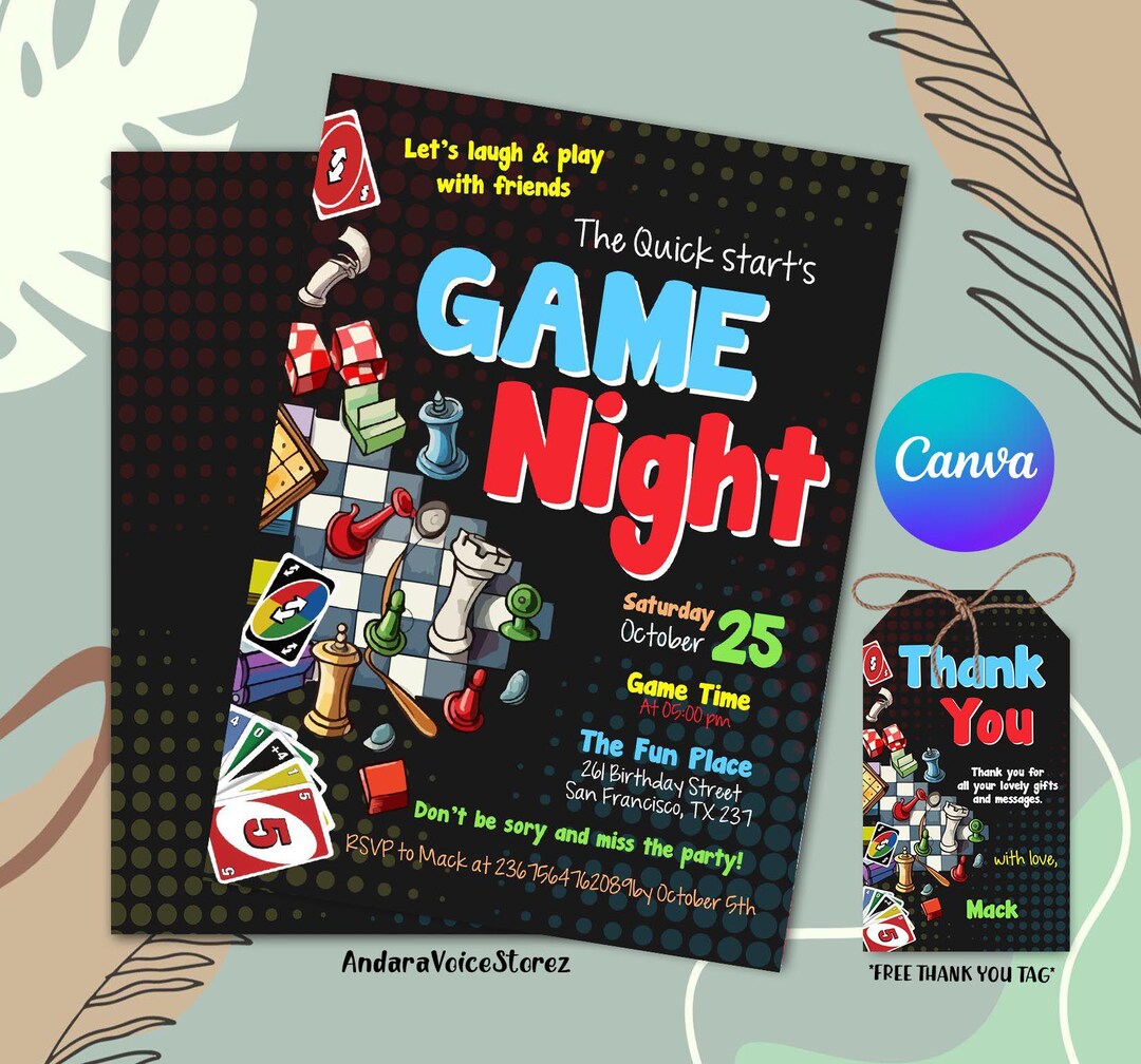 Game Night Invitation, Game Invitation, Game Birthday Invitation, Game ...