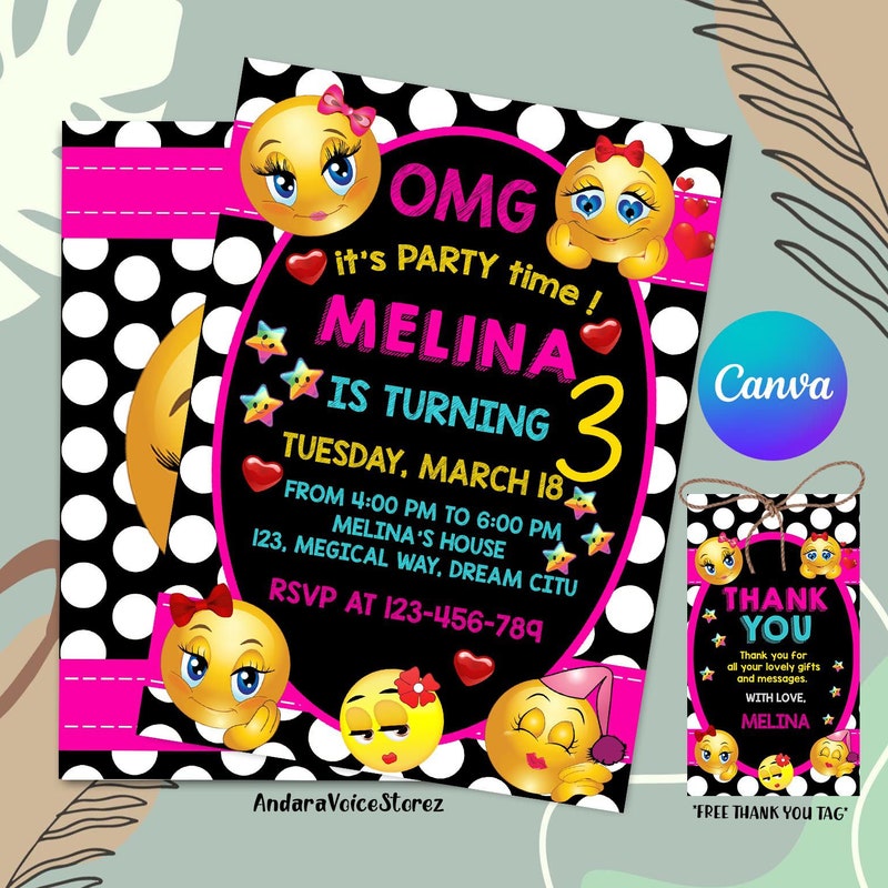 Emoji Invitation - Etsy