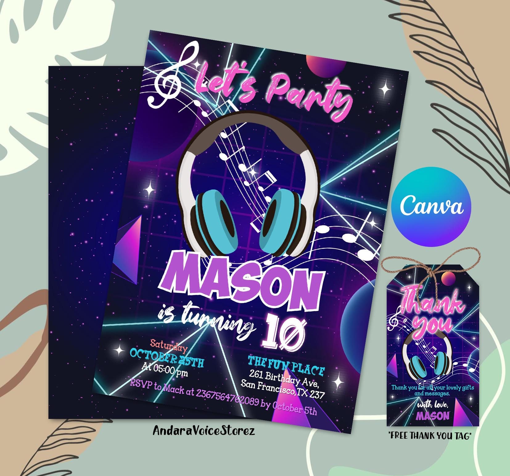 Editable Music Birthday Party Invitation, Music Birthday Party, Singing ...