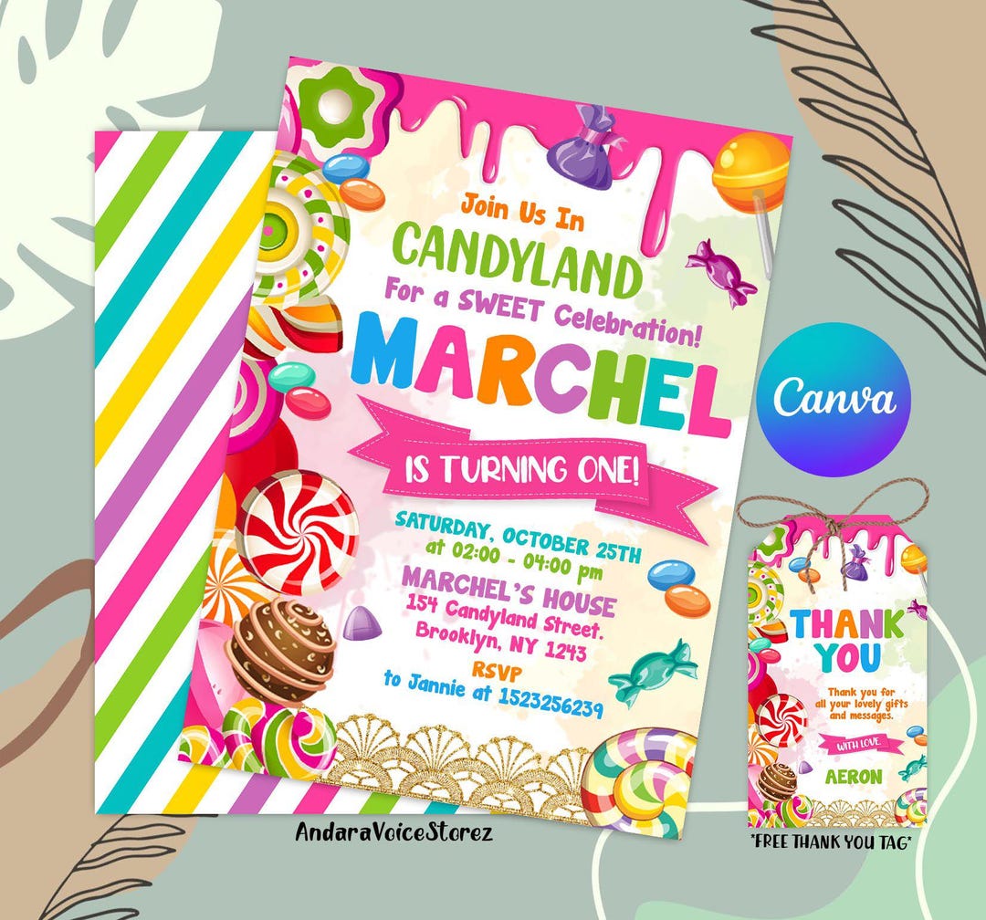 Candy Birthday Invitation, Candyland Birthday, Invitation Candyland ...
