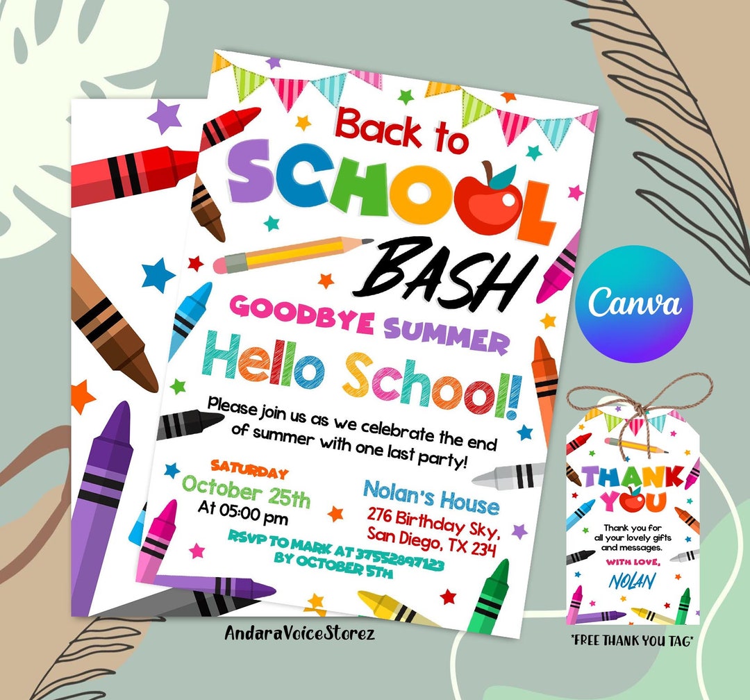Back to School Party Invitation, End of Summer Invite, School Kids ...