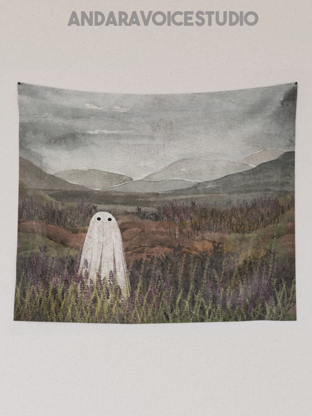 Heather Ghost Tapestry, Scotland Wall Tapestry, Nature Clounds Wall ...