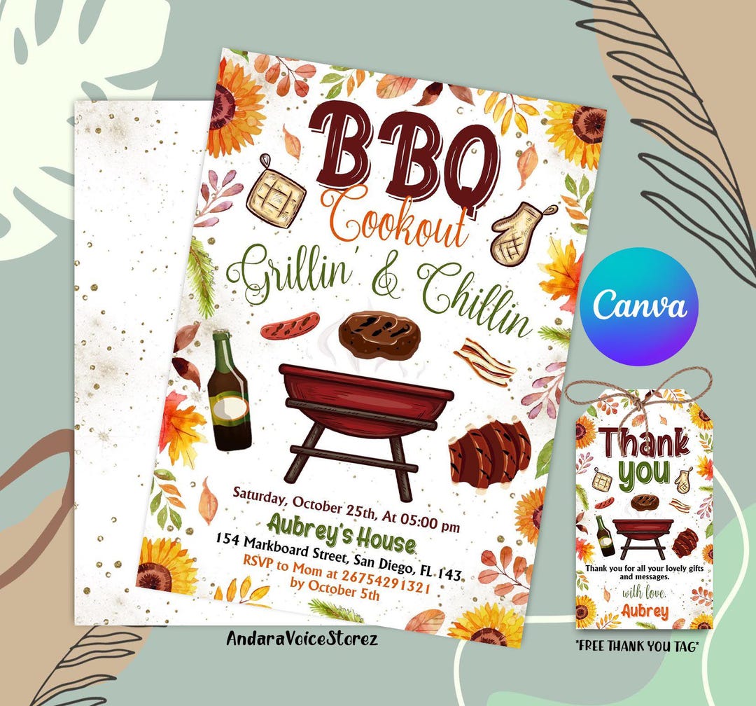 Editable BBQ Invitation, BBQ Birthday, BBQ Party Invitations, Barbeque ...