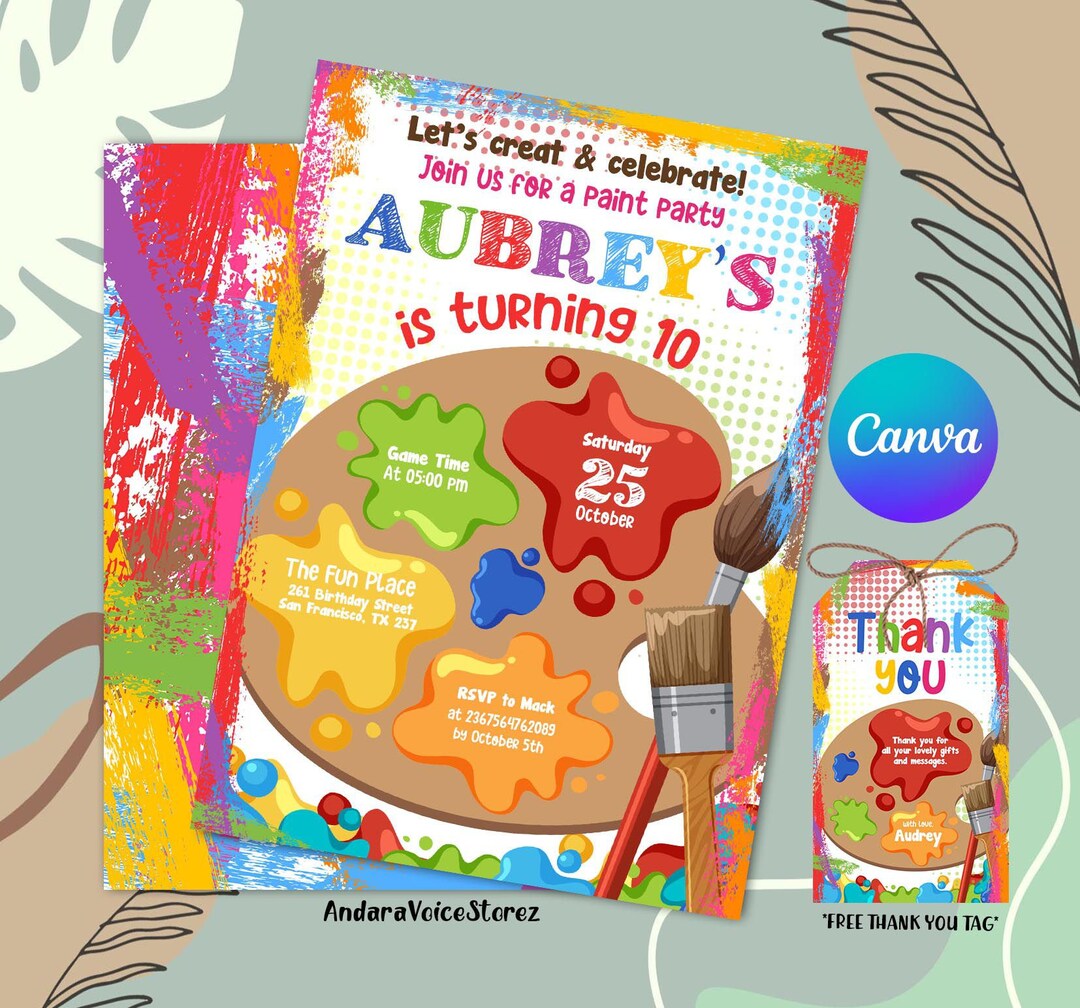 Painting Invitation, Art Party Invitation, Painting Party Invite, Art ...