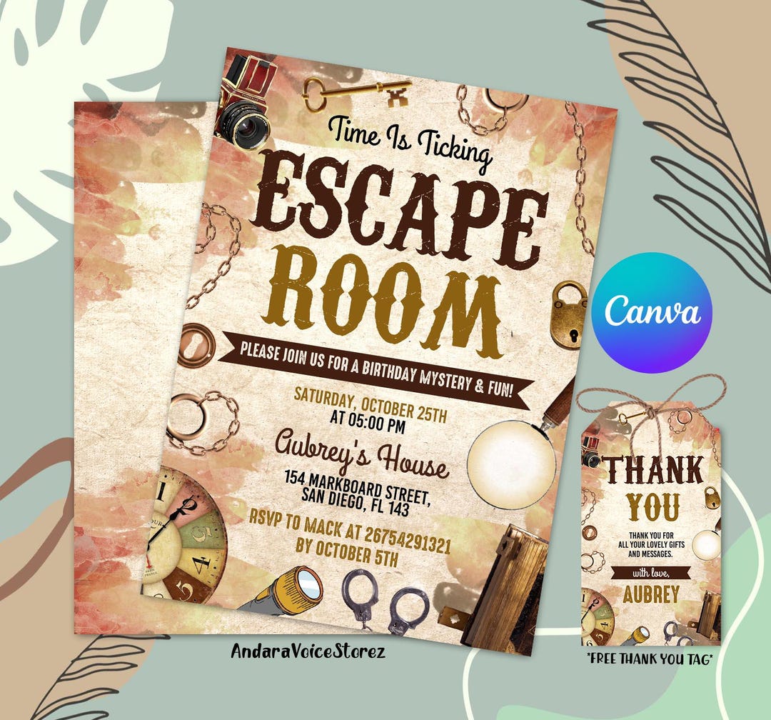 Editable Escape Room Birthday Invitation, Escape Room Party Invite ...