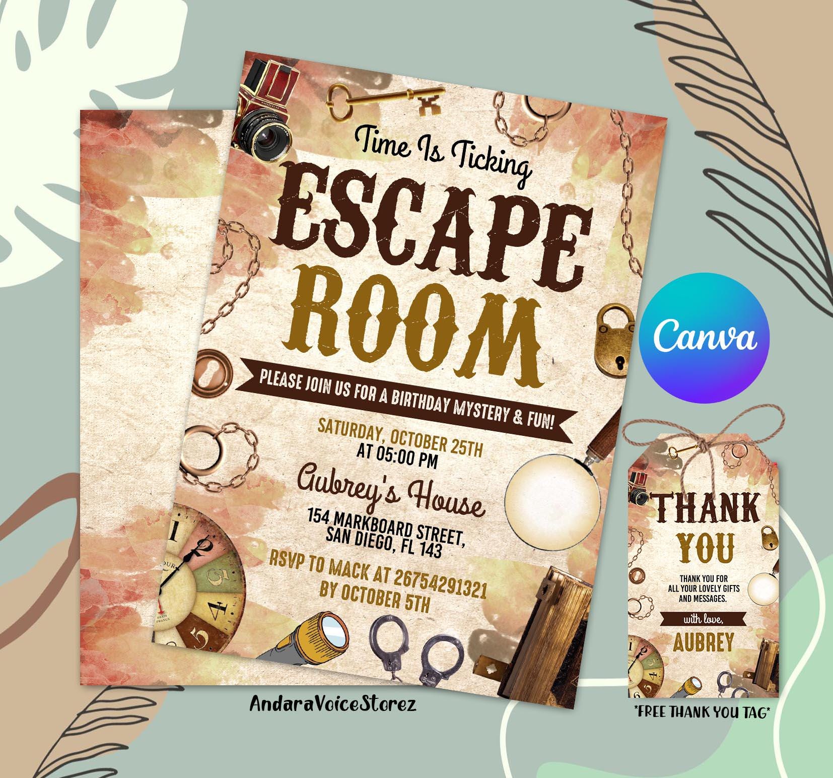 Editable Escape Room Birthday Invitation, Escape Room Party Invite ...