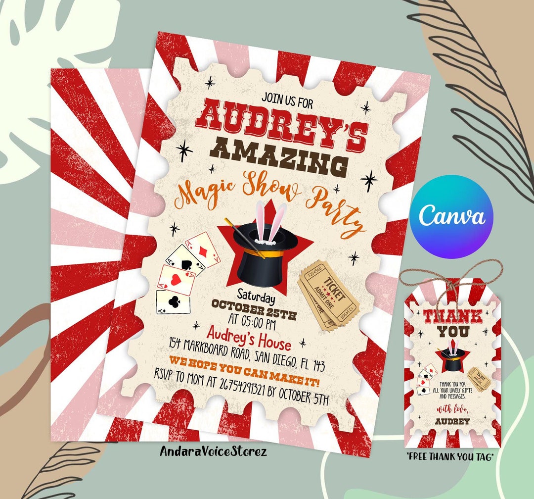 Editable Magic Party Invitation, Magic Birthday Invitation, Magician ...