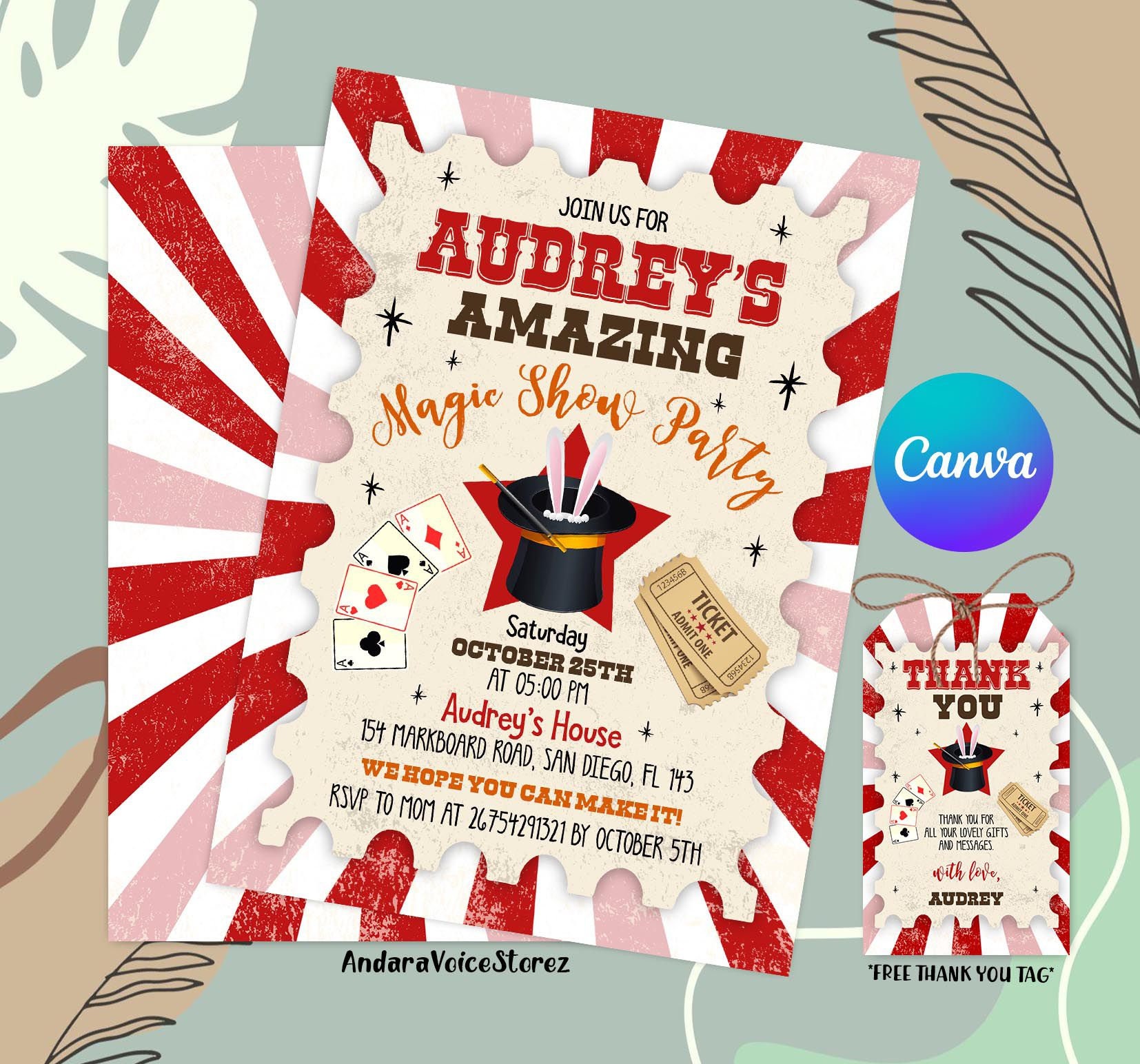 Editable Magic Party Invitation, Magic Birthday Invitation, Magician ...