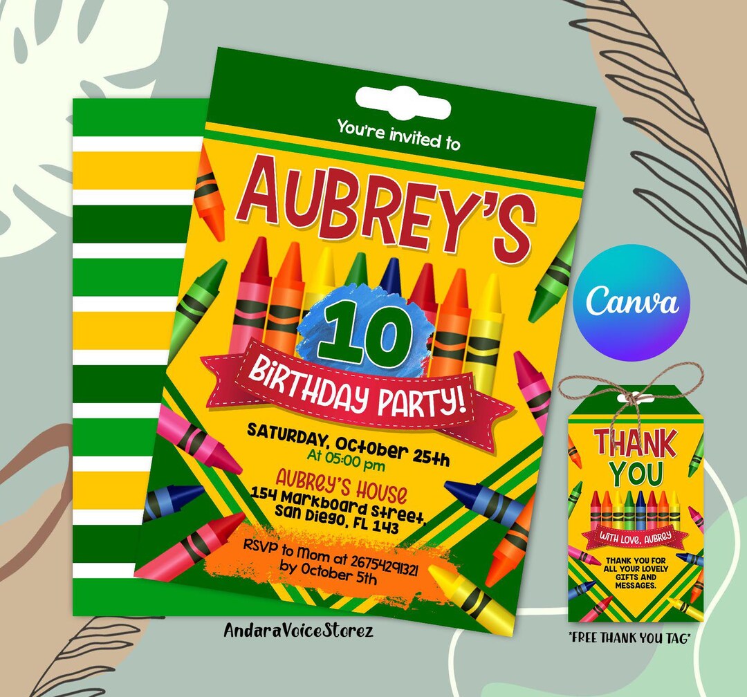 Crayon Birthday Invitation, Crayola Birthday Invitation, Crayon Art ...