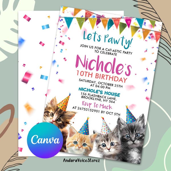 Cat Invitation - Etsy