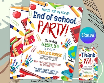 Editable End of School Party Schools Out Party Invitation, Download ...