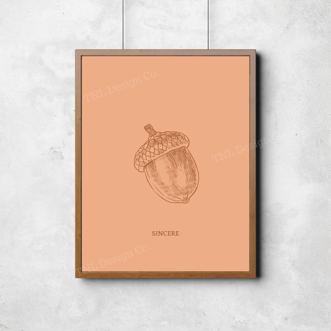 Thanksgiving / Fall Print 8 X 10 - Fall Art - Sincere - Acorn - Etsy