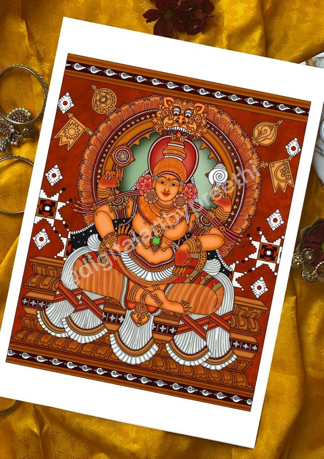 Kerala Mural - Mookambika - Etsy
