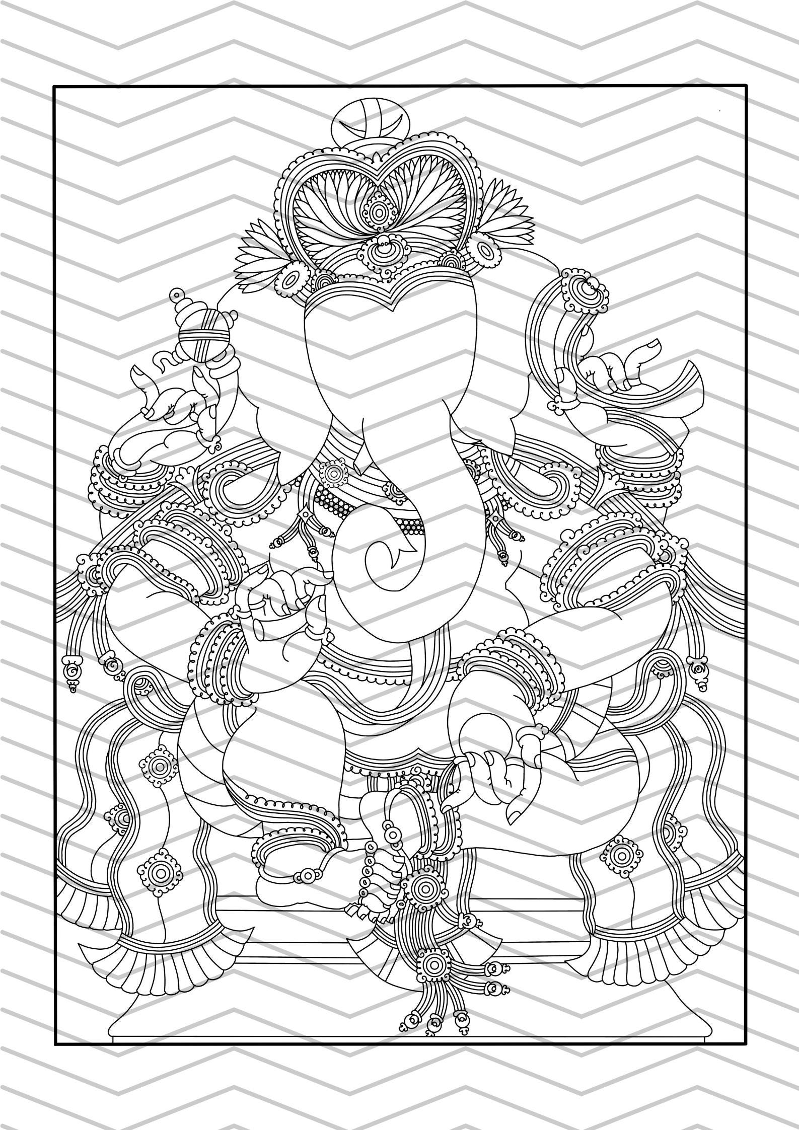 Kerala Mural Art Outline Bundle – 20+ A3 Printable PDF Templates ...