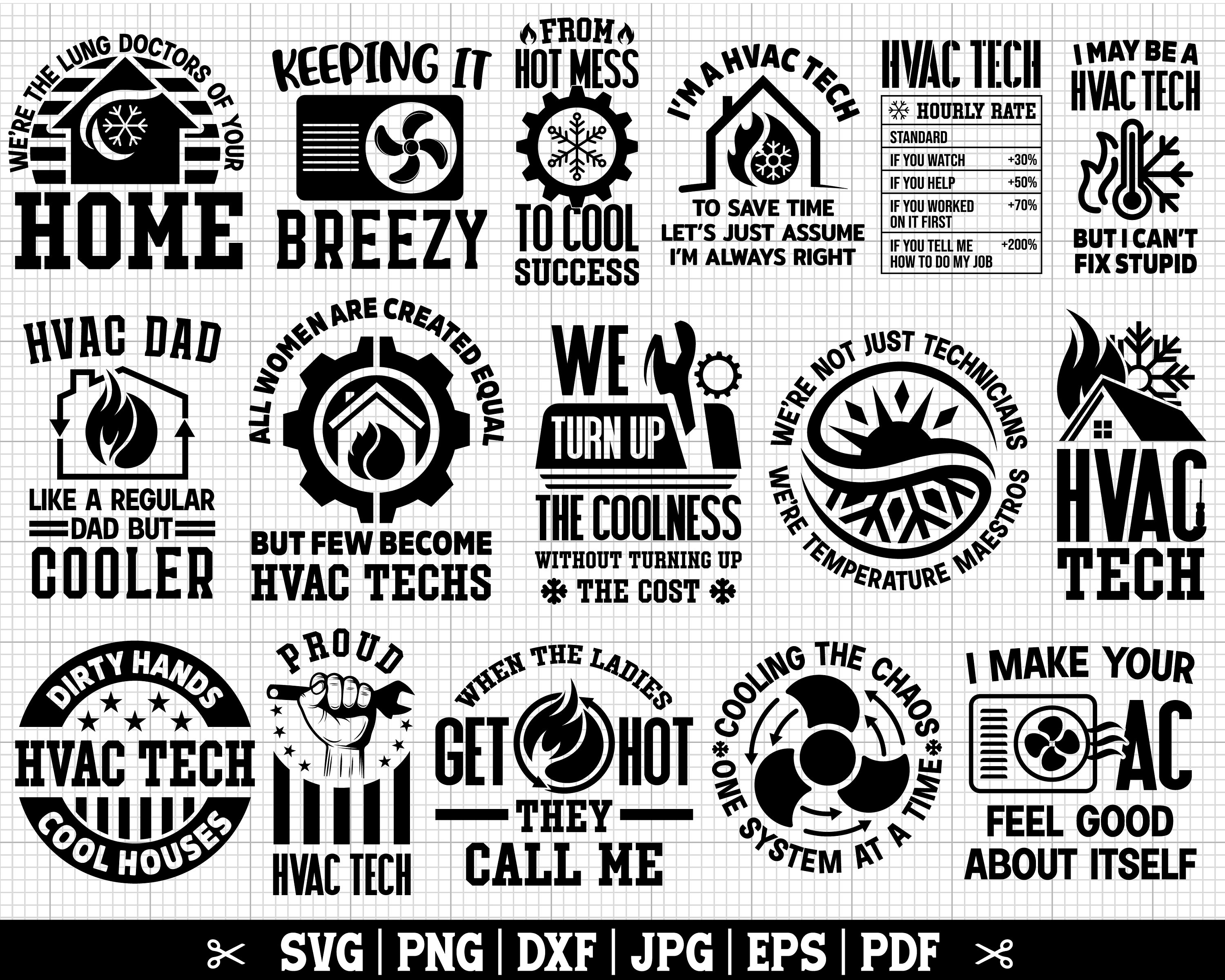 HVAC SVG Bundle, HVAC Tech Svg Bundle, Hvac Technician Svg, Hvac Quotes ...