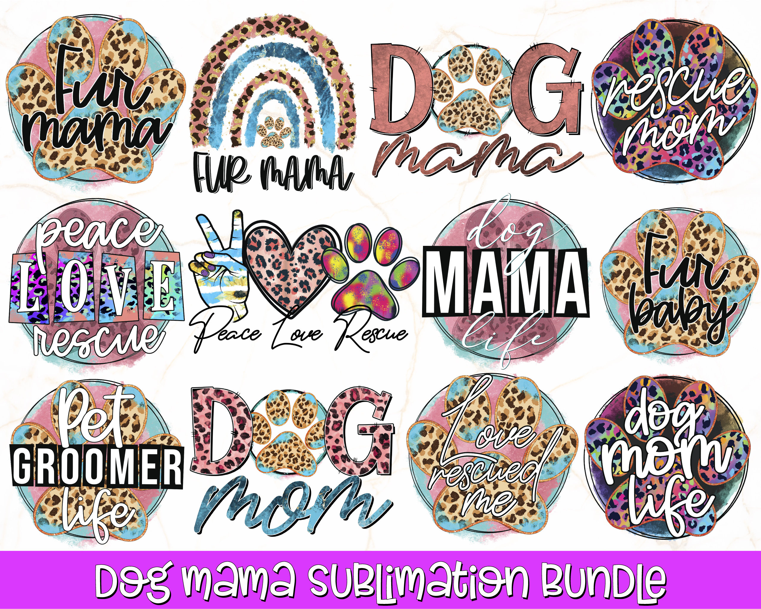 Dog Mom Sublimation Bundle Dog Mama PNG Bundle Fur Mom PNG - Etsy