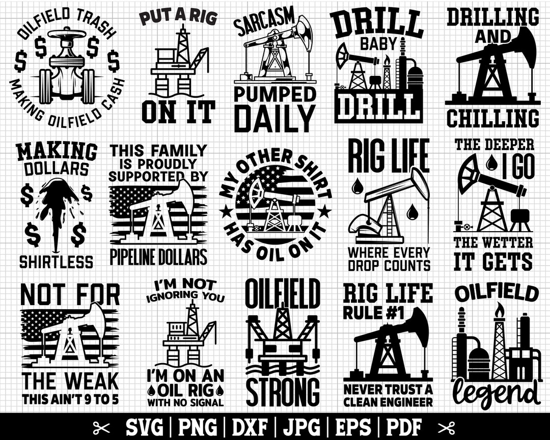 Oilfield SVG Bundle, Oil Rig Worker SVG, Oil Rig Svg, Drilling Rig Svg ...