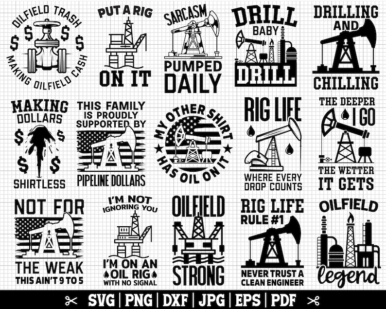 Oilfield SVG Bundle, Oil Rig Worker SVG, Oil Rig Svg, Drilling Rig Svg ...