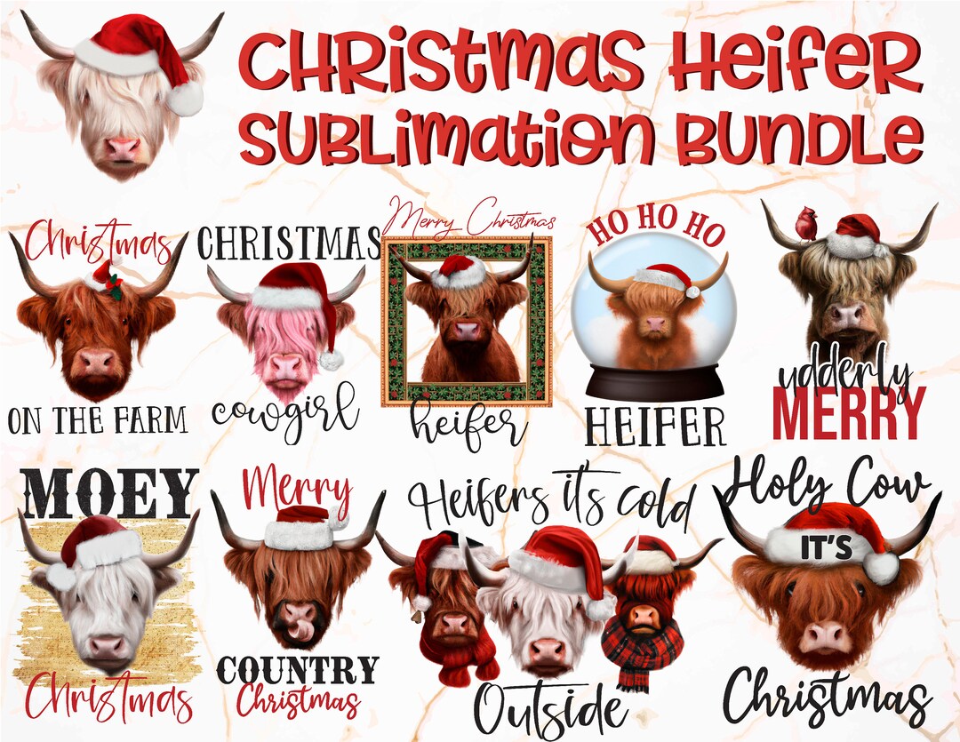 Christmas Heifer PNG | Heifer Sublimation Designs | Christmas Cow PNG ...