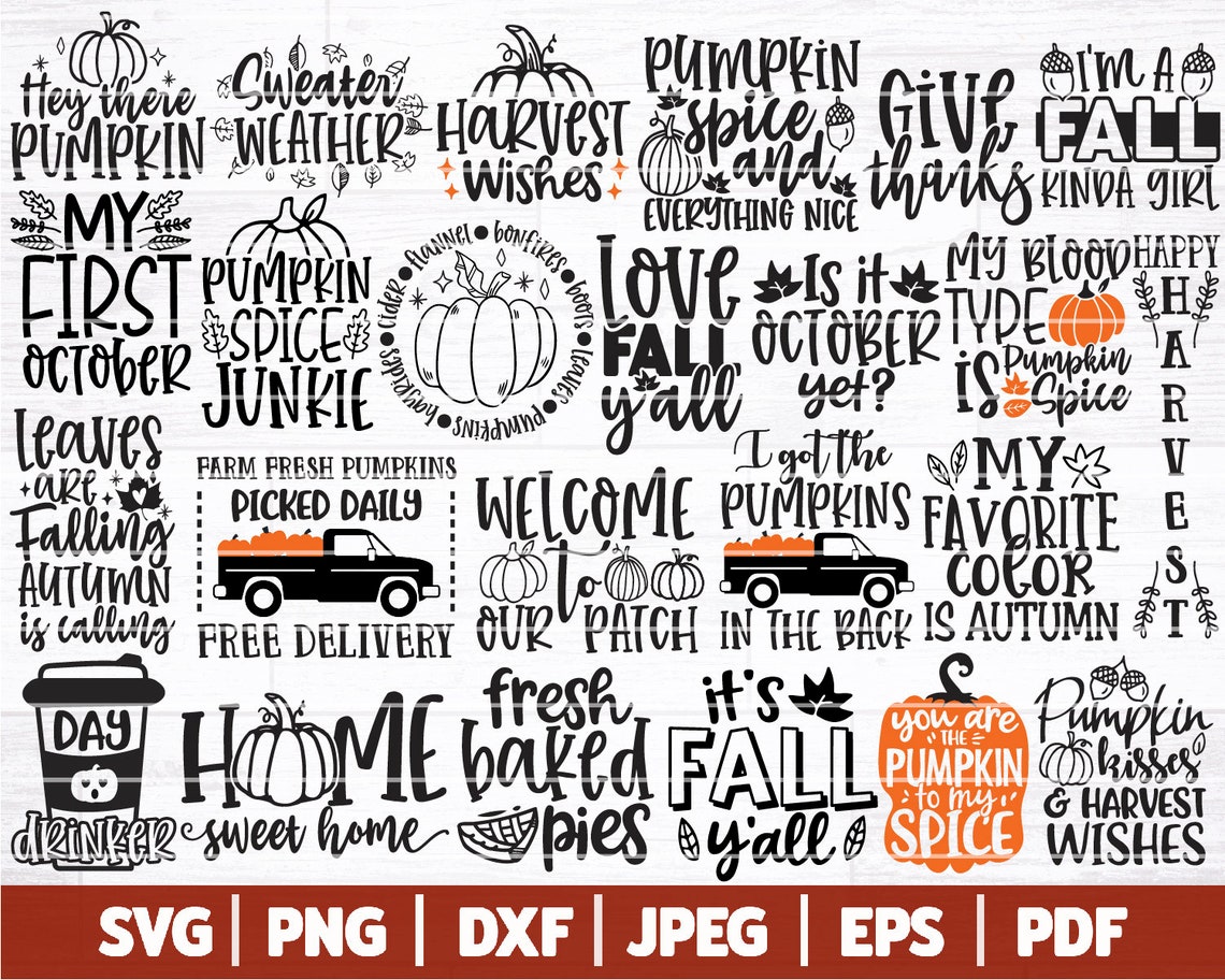Fall Bundle SVG, Autumn SVG Bundle, Pumpkin Spice Bundle SVG Cut Files ...