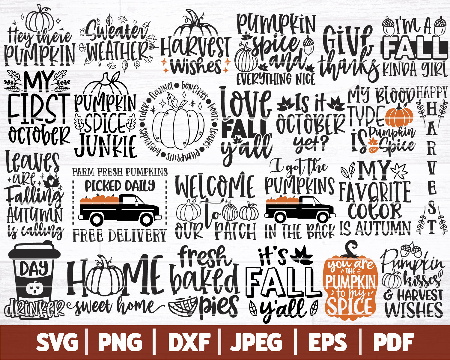 Fall Bundle SVG, Autumn SVG Bundle, Pumpkin Spice Bundle SVG Cut Files ...