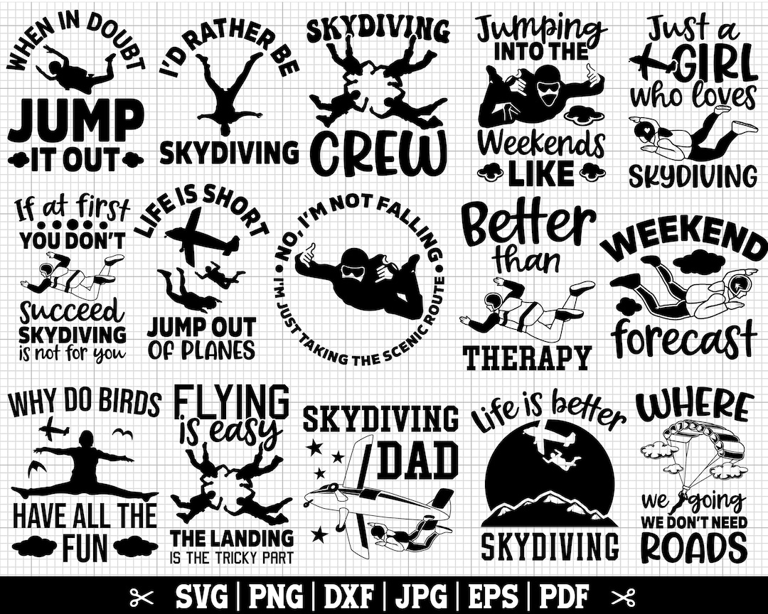 Skydiving SVG Bundle, Skydiver Bundle SVG, Parachuting Svg, Skydiving ...