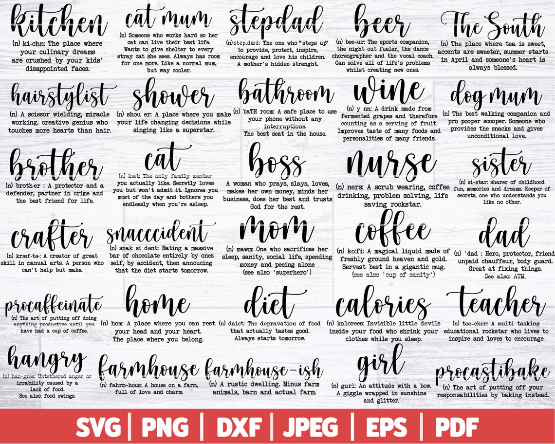 Funny Definition SVG Bundle | Funny Definitions Cut Files | Funny ...