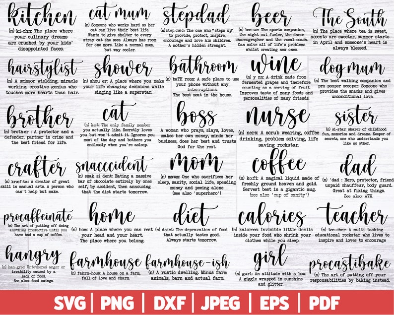 Funny Definition SVG Bundle Funny Definitions Cut Files - Etsy