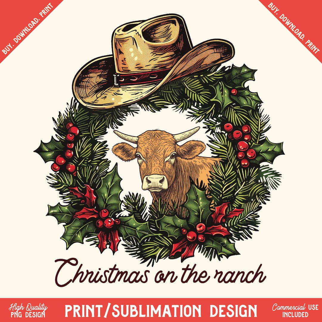 Christmas on the Ranch PNG | Instant Download, Cowboy Christmas Png ...