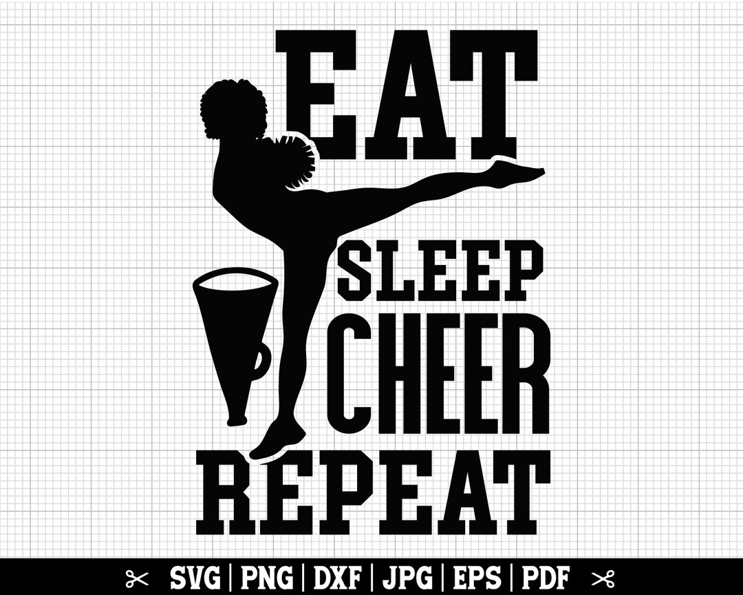 Eat Sleep Cheer Repeat SVG, Cheerleading SVG, Cheerleader Svg, Pom Pom ...