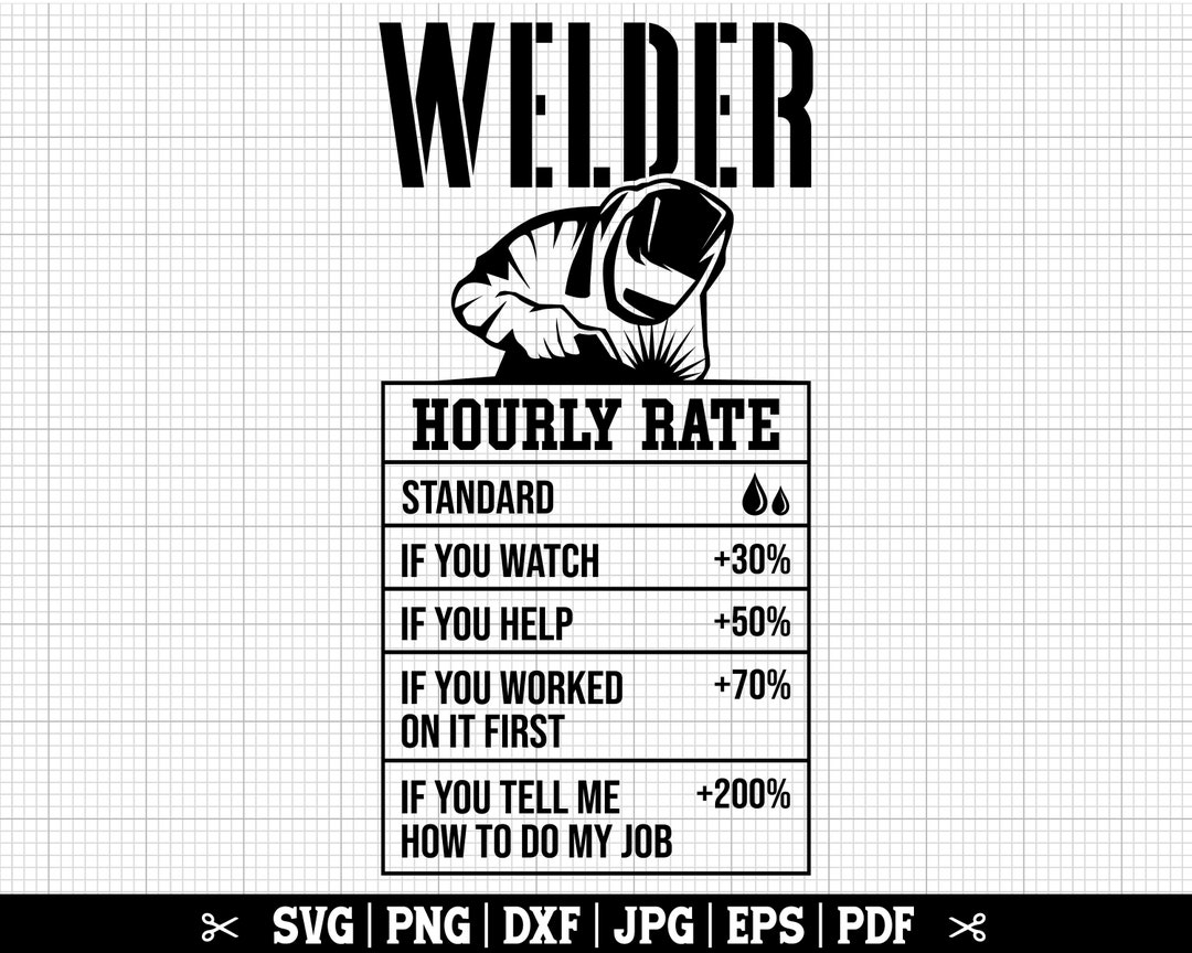 Welder Hourly Rate SVG, Welder SVG, Welding Price Chart SVG, Welding ...